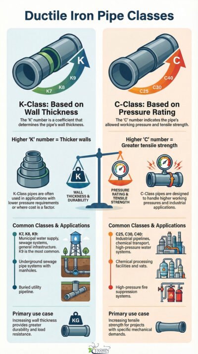 Ductile Iron Pipe Classes (K vs C) | Selection guide & Key Differences