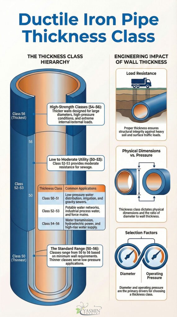Ductile Iron Pipe Thickness Class vs Pressure Class - Yasmin Trading