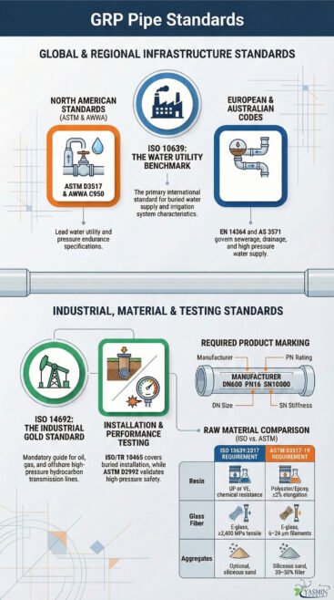 GRP Pipe Standards & Specifications – ISO, ASTM, AWWA Reference Table 2025