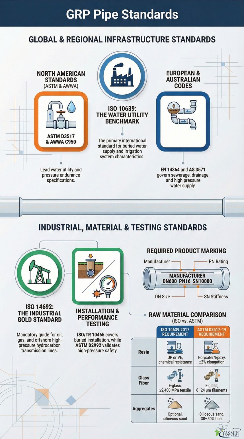 GRP Pipe Standards & Specifications – ISO, ASTM, AWWA Reference Table 2025