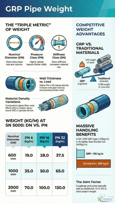 GRP Pipe Weight per Meter: Table + Formula + Examples
