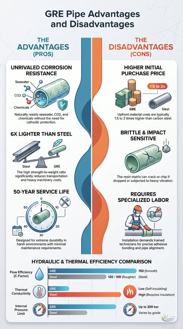 GRE Pipe Advantages and Disadvantages: Why GRE Beats Steel - Yasmin Trading